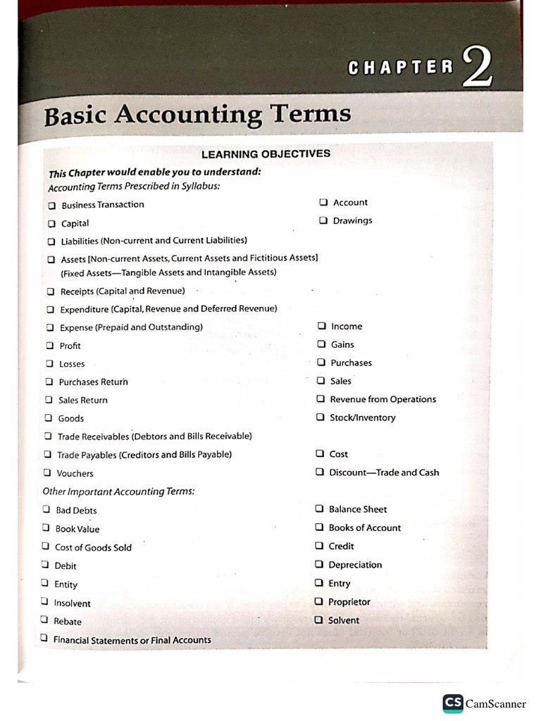 Ch 2 Basic Accounting Terms | PDF