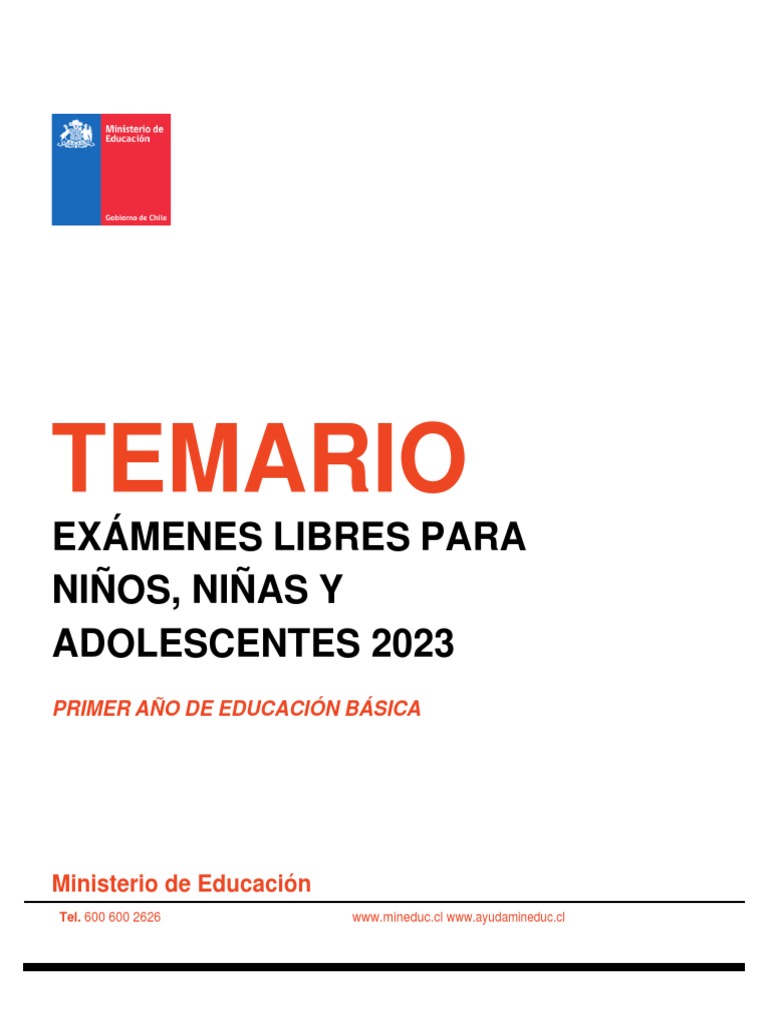 Temario: Exámenes Libres para Niños, Niñas Y Adolescentes 2023 | PDF