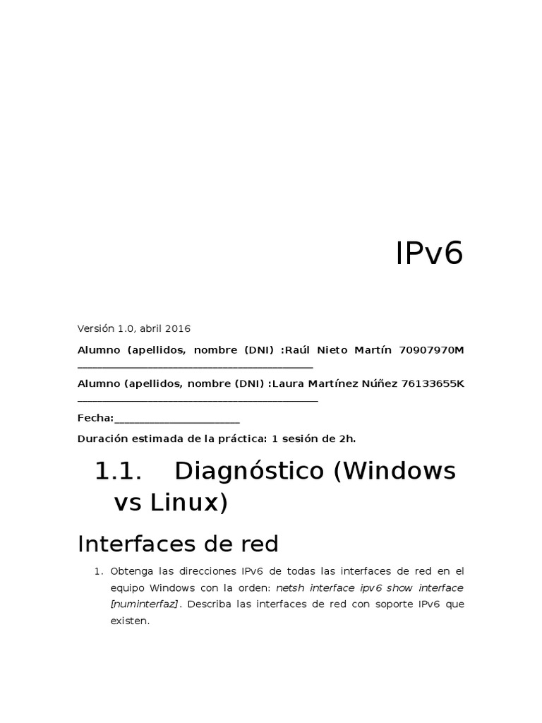 61761356IPv6GuiOn V1 | PDF | Yo Pv6 | Protocolos de red