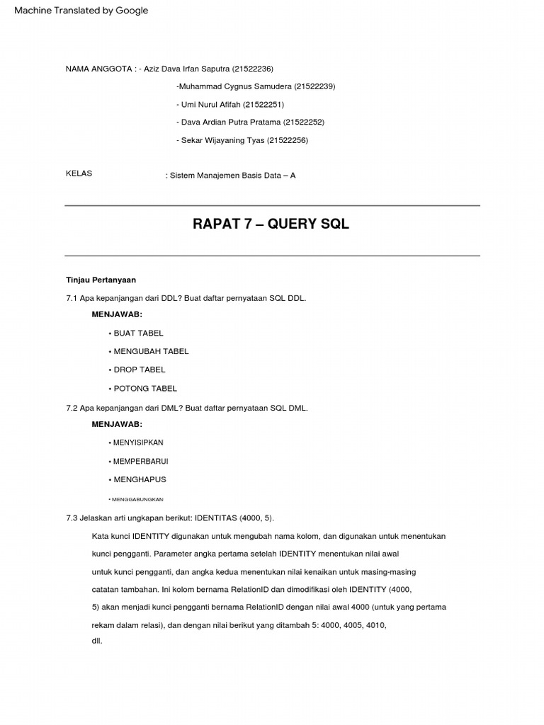 Meeting 7-SQL Query PDF | PDF