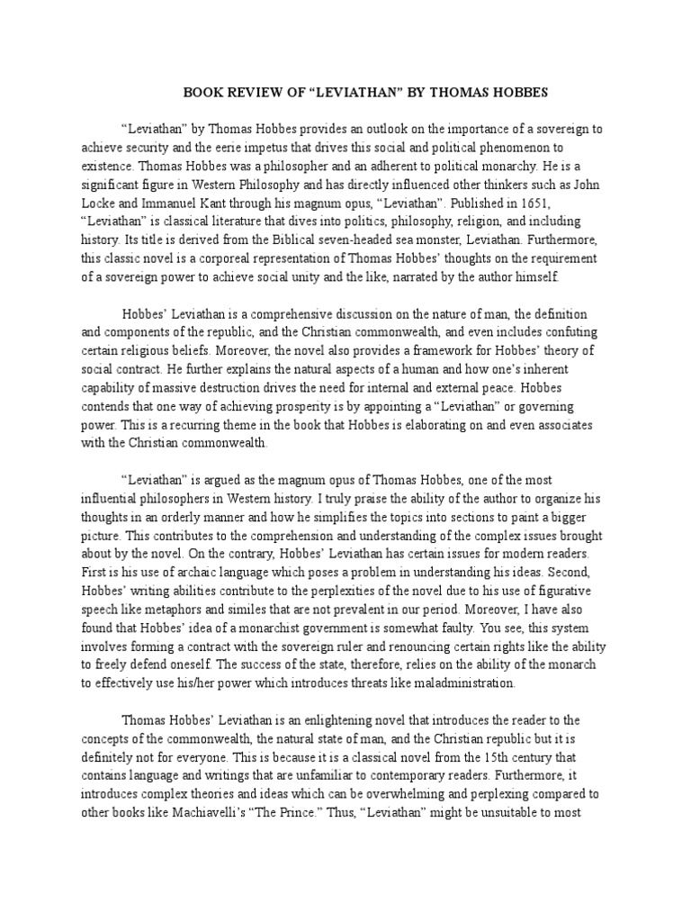 Leviathan Book Review | PDF