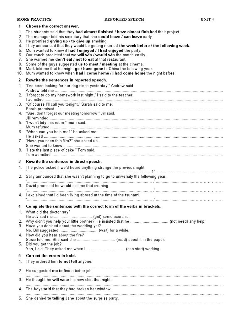 Unit 4 Reported Speech | PDF