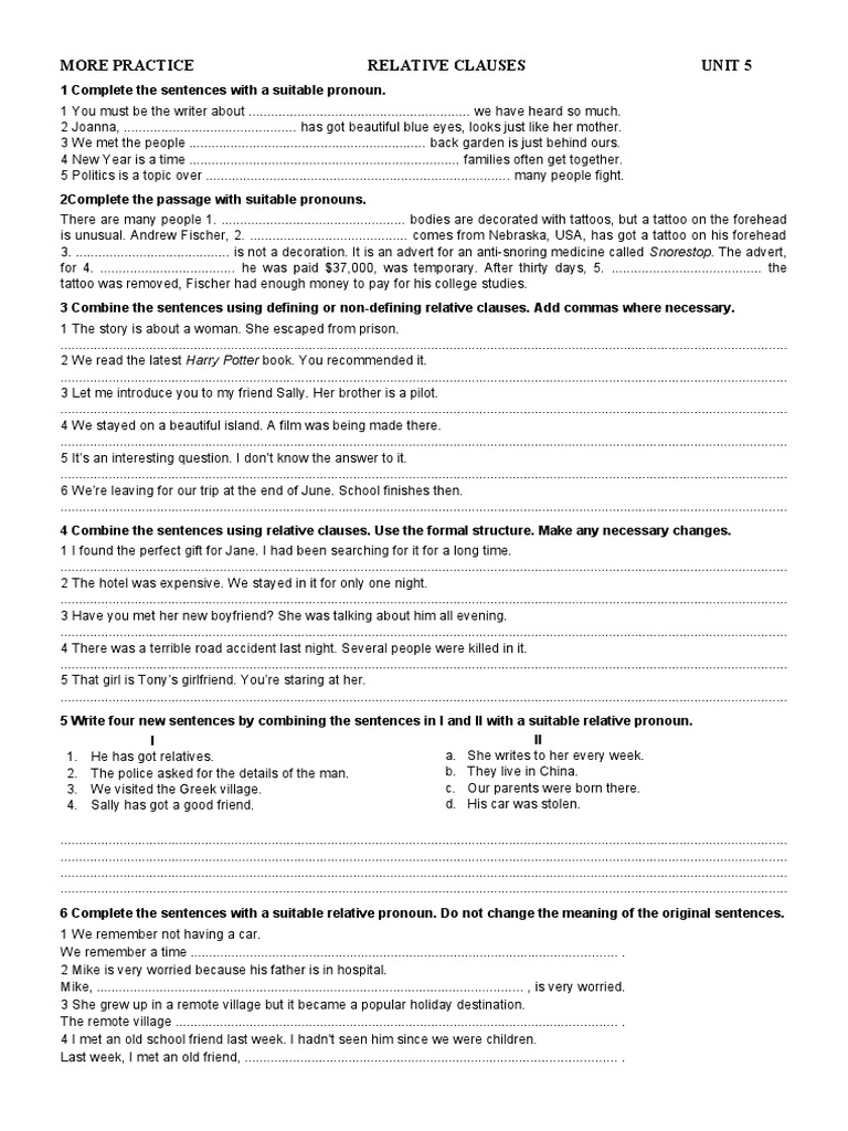 Unit 5 Relative Clauses | PDF