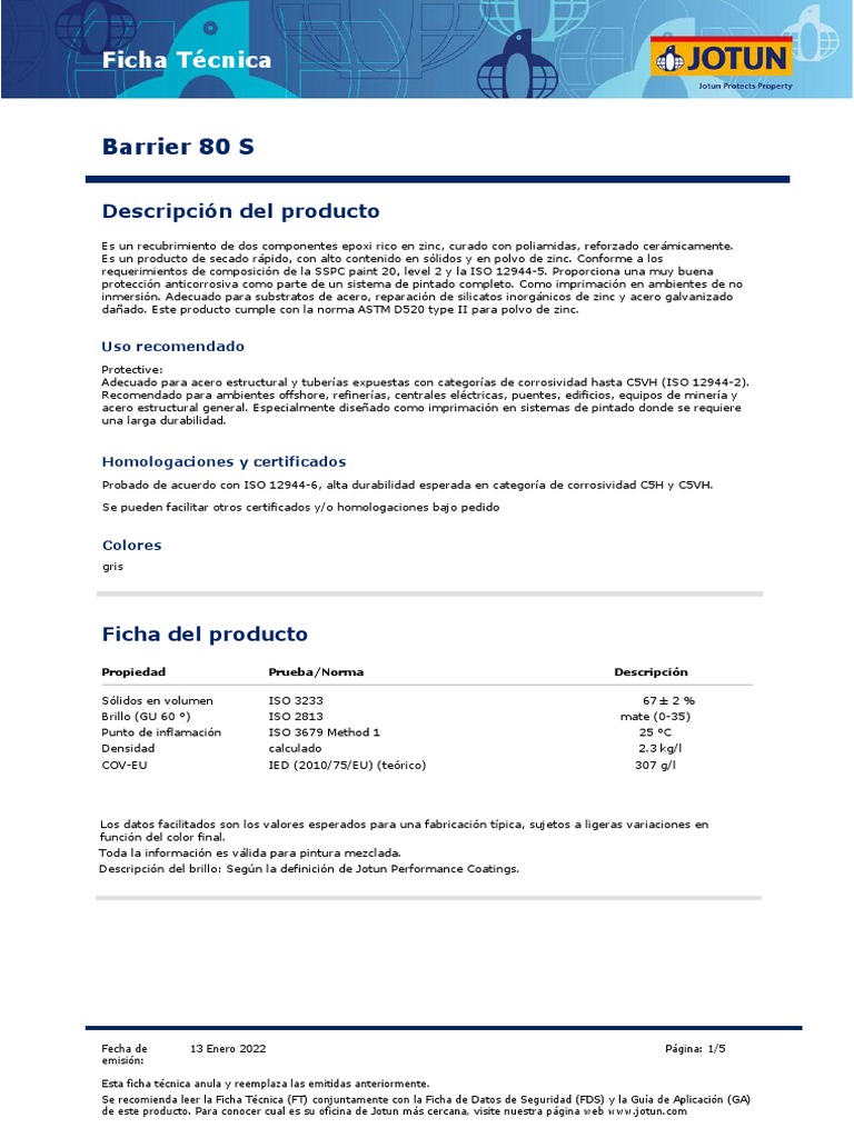 Barrier 80S PDF | PDF | Pinturas | Acero