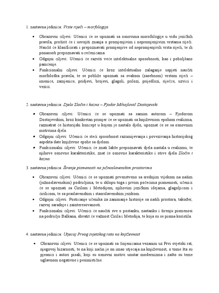 Ciljevi I Zadaci Nastave | PDF
