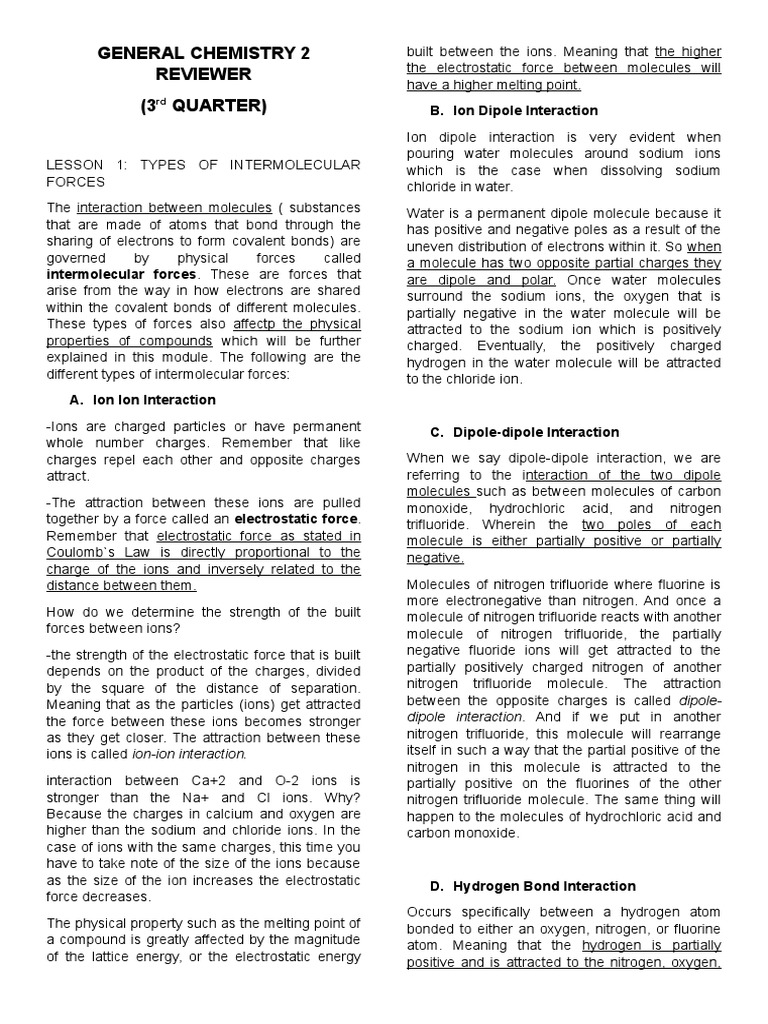 CHEMISTRY 3rd Quarter Reviewer | PDF | Solubility | Phase (Matter)