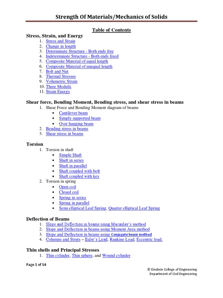 Som Notes | PDF | Beam (Structure) | Stress (Mechanics)