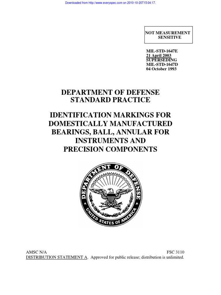 Mil STD 1647e | PDF | Specification (Technical Standard) | Bearing (Mechanical)