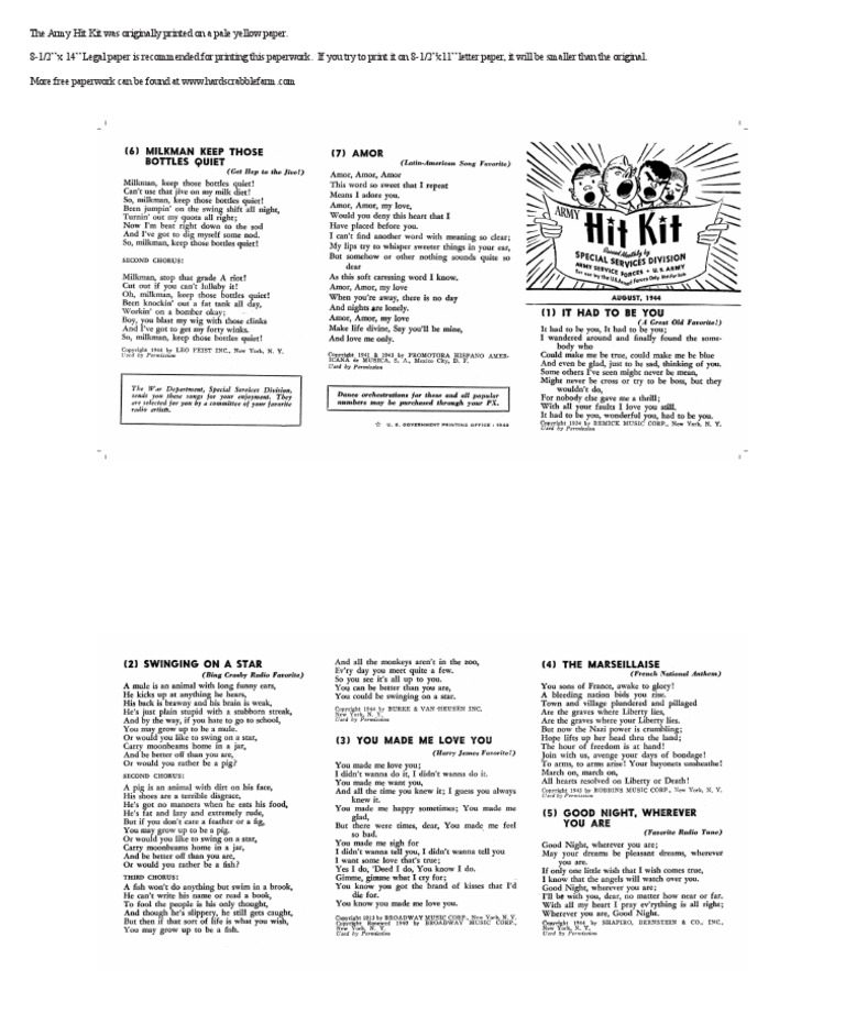 Army - Hit - Kit - Aug - 1944 WW2 Pocket Filler | PDF