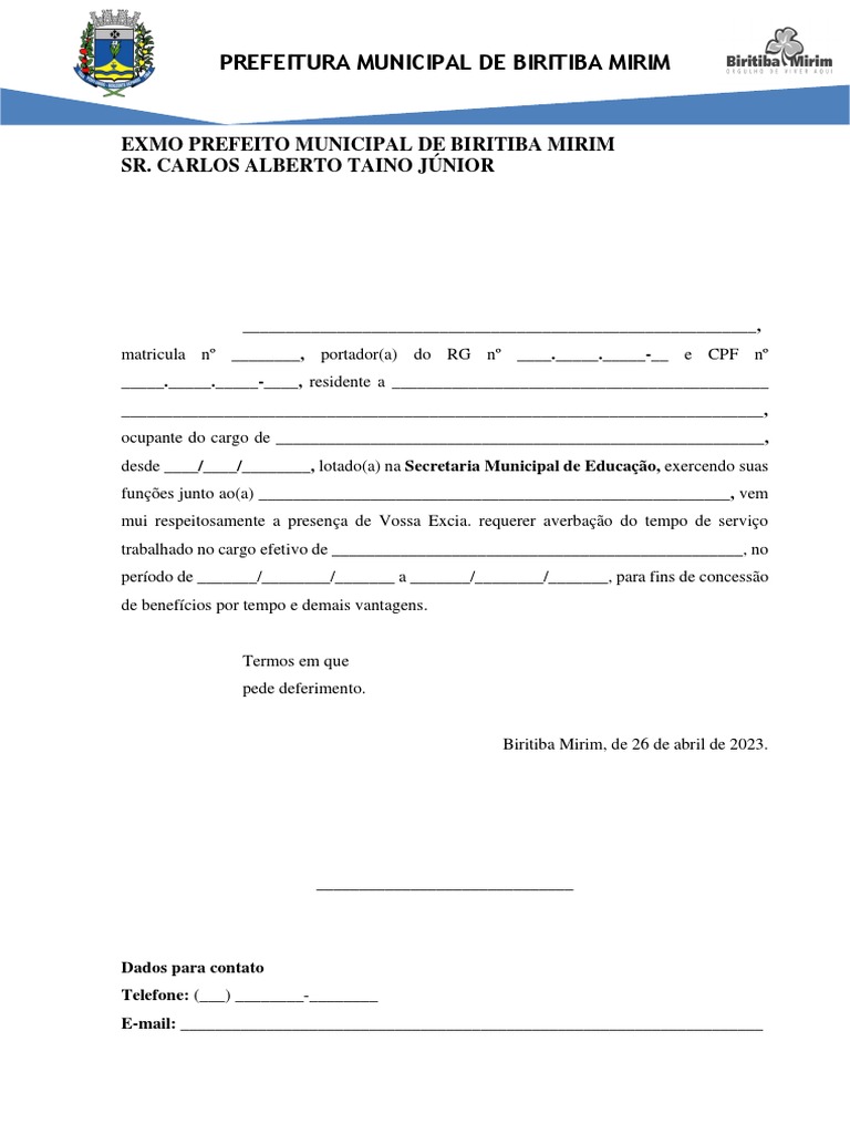 Modelo de Requerimento - Averbação | PDF