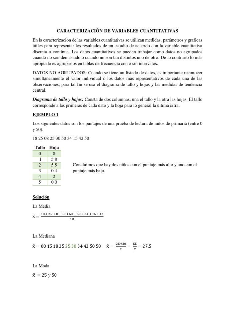 Caracterización de Variables Cuantitativas | PDF