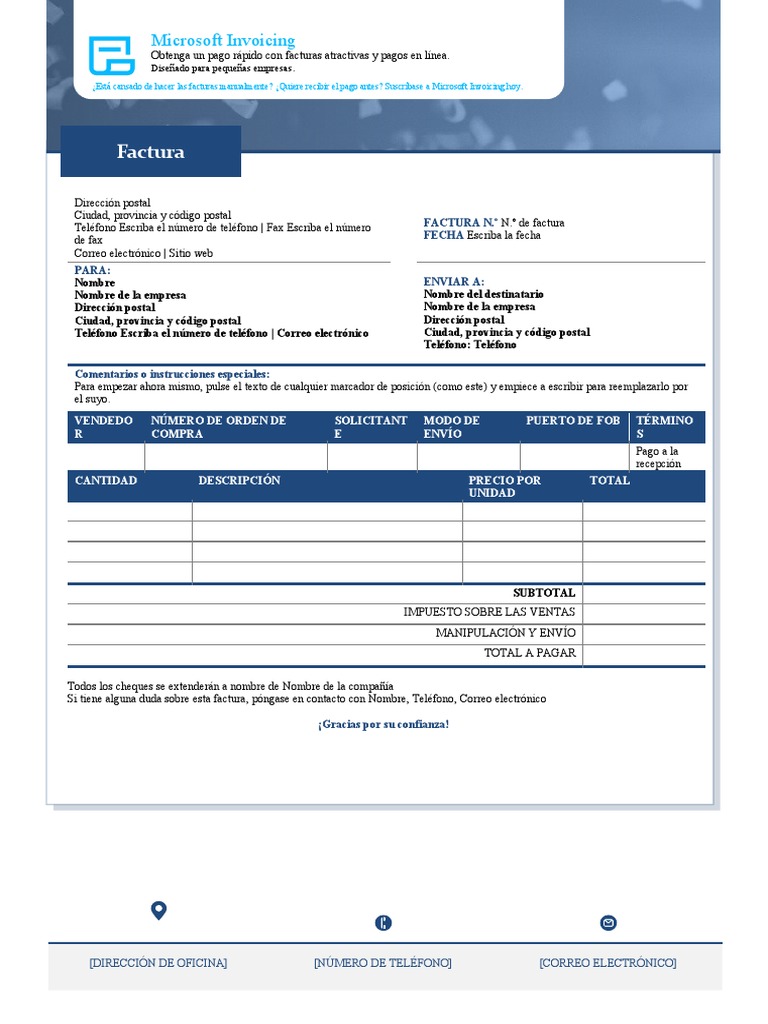Plantilla Factura Word | PDF | Telecomunicaciones | Comunicación