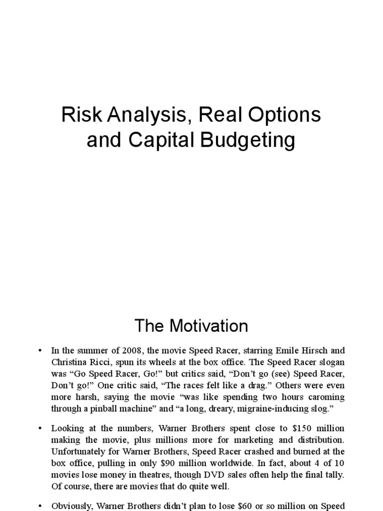 Risk Analysis, Real Options and Capital Budgeting PDF | PDF | Net ...