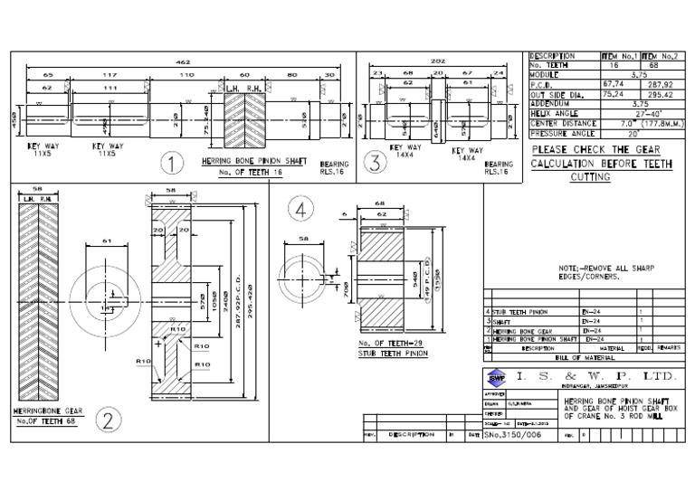 Crane - , Pinion Shaft and Gear of Hoist PDF | PDF
