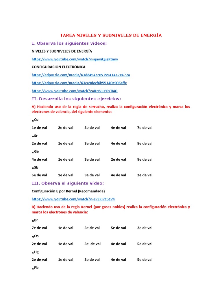 Configuración Electrónica y Ejercicios | PDF | Tecnología