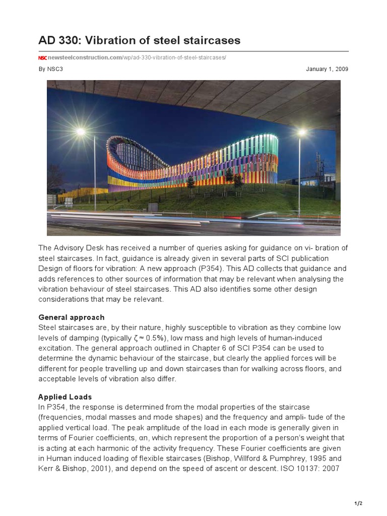 AD 330 Vibration of steel staircases | PDF | Applied And Interdisciplinary Physics | Mechanics