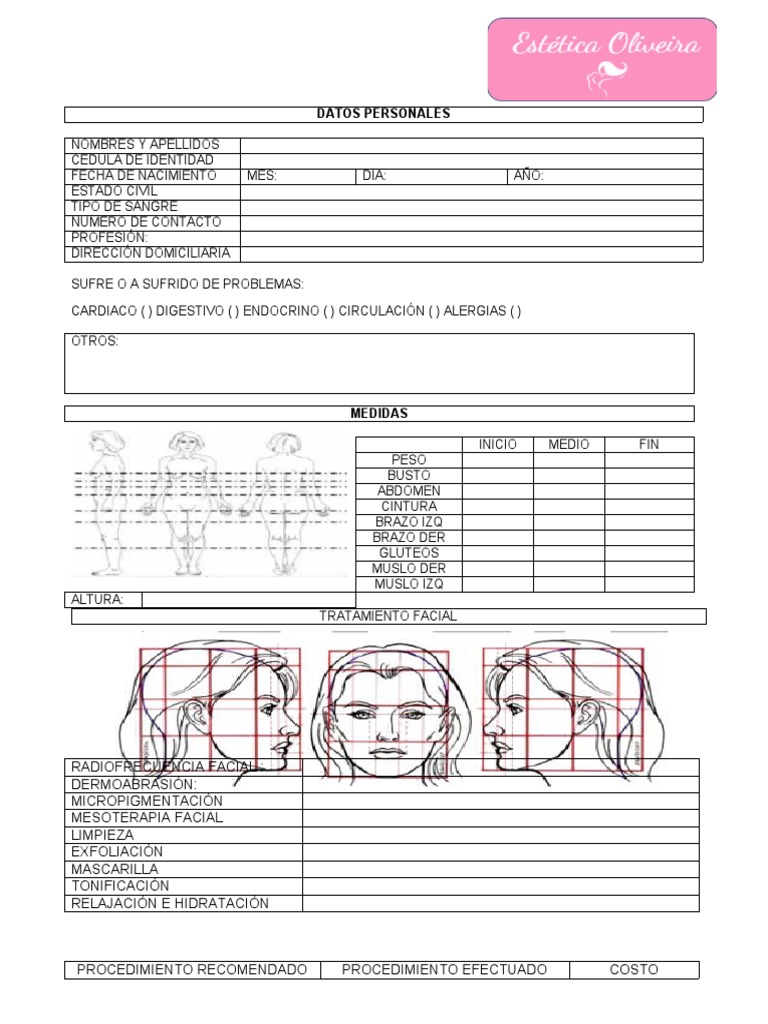 Modelo Ficha Estetica | PDF