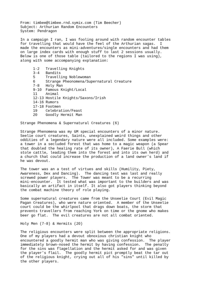Arthurian Random Encounters Pdf 