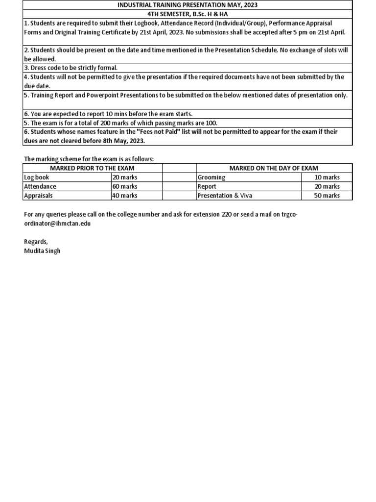 Revised It Presentation Schedule Sem 4 2022-23 | PDF