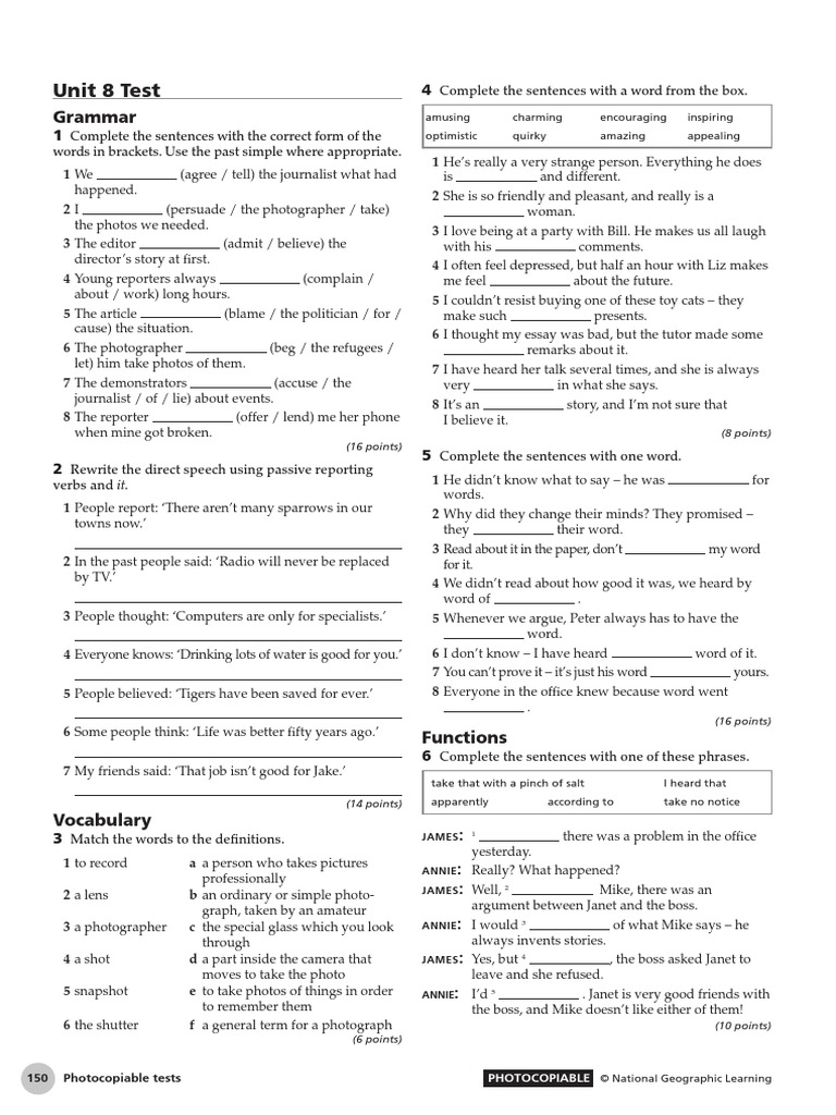 Grammar Unit 8 | PDF | Linguistics