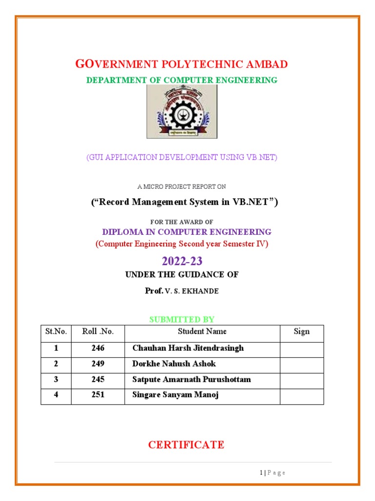 GAD Micro-Project | PDF | C Sharp (Programming Language) | Object Oriented Programming