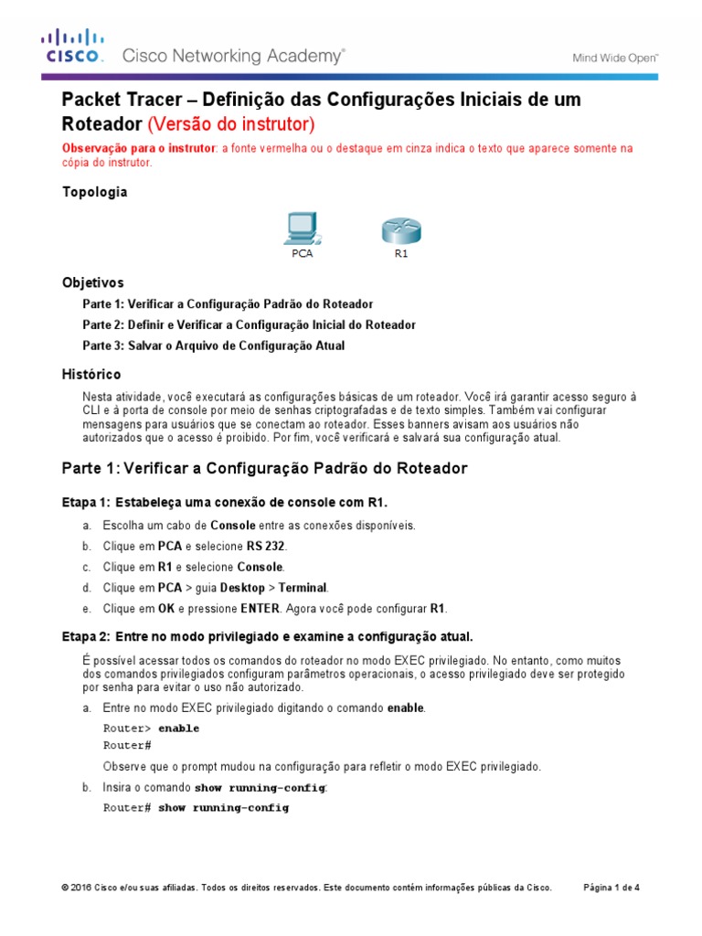 6.4.1.3 Packet Tracer - Configure Initial Router Settings - ILM | PDF ...
