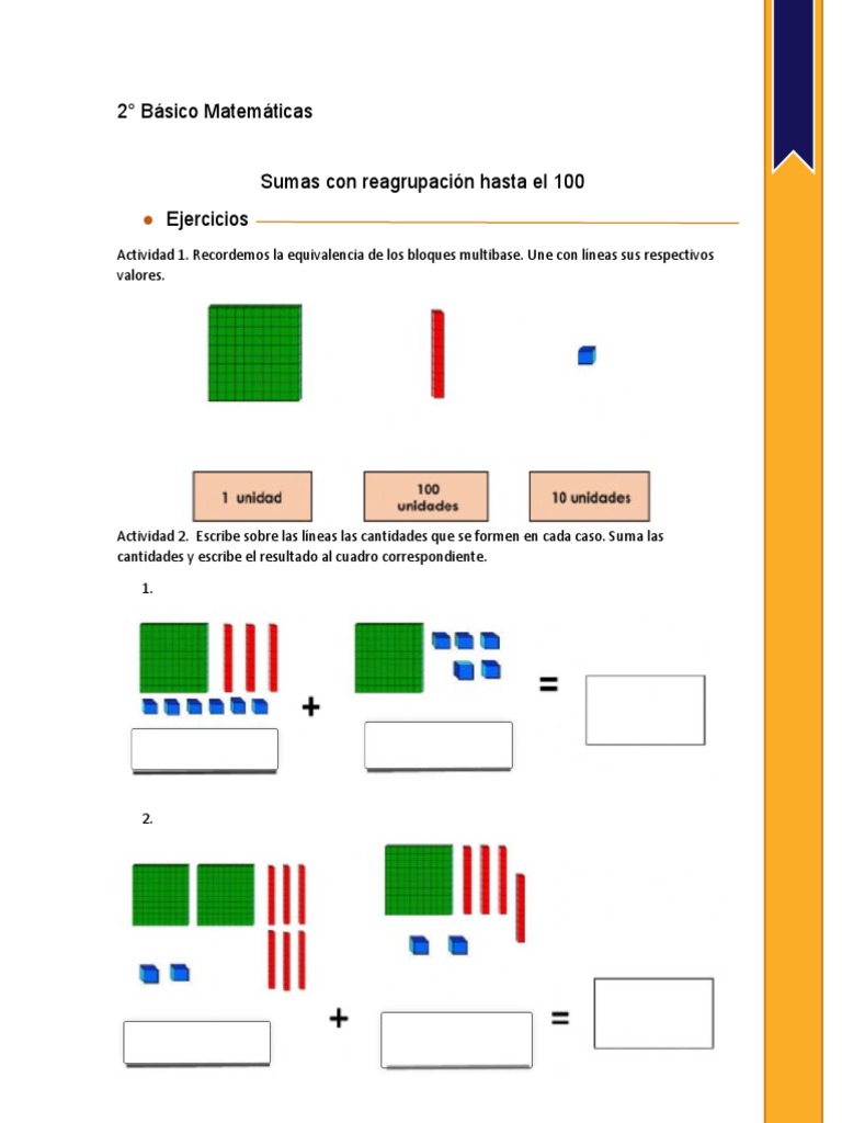 Sumas Con Reagrupación Hasta El 100 | PDF