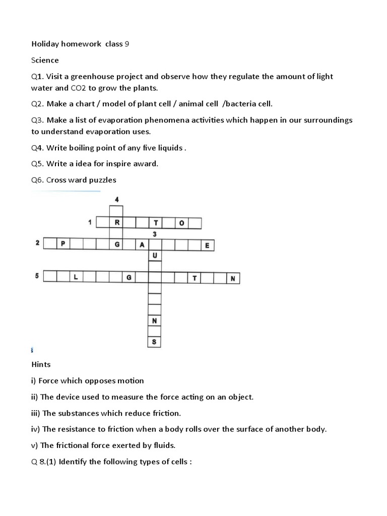 Greenhouse homework on plant cells | PDF | Water | Applied And ...