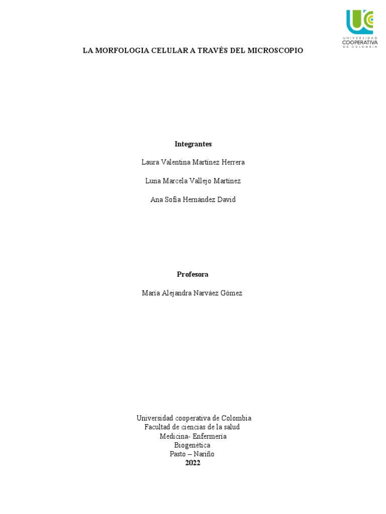 Informe Morfologia Celular | PDF | Biología Celular) | Citoplasma