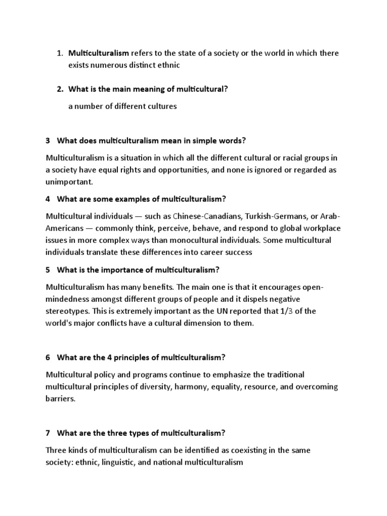 Benefits and Challenges of Multiculturalism | PDF | Social Science