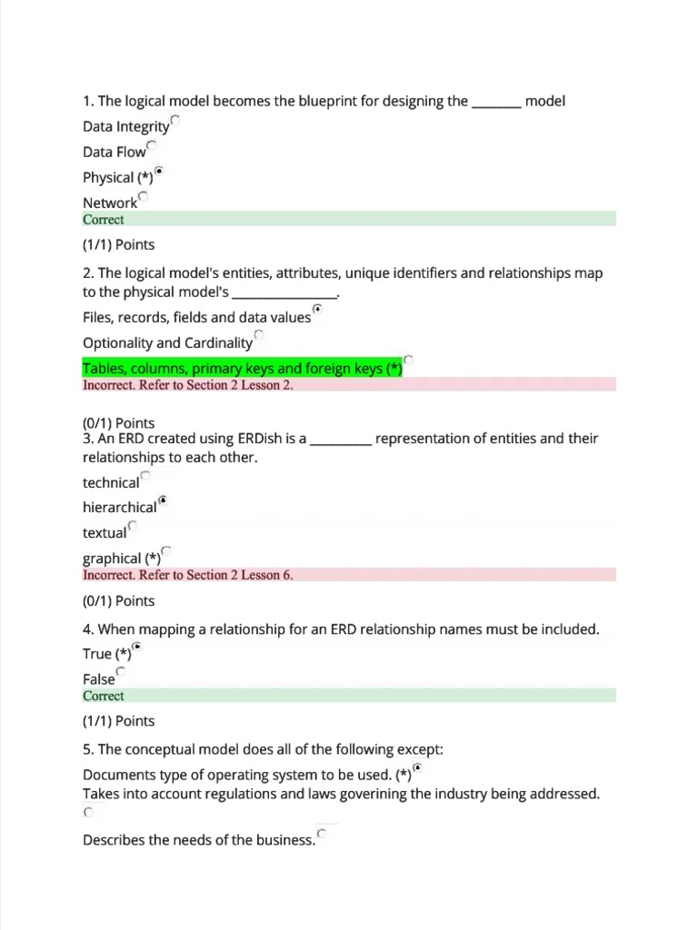 Dfo Section 2 Quiz | PDF | Relational Model | Data Model