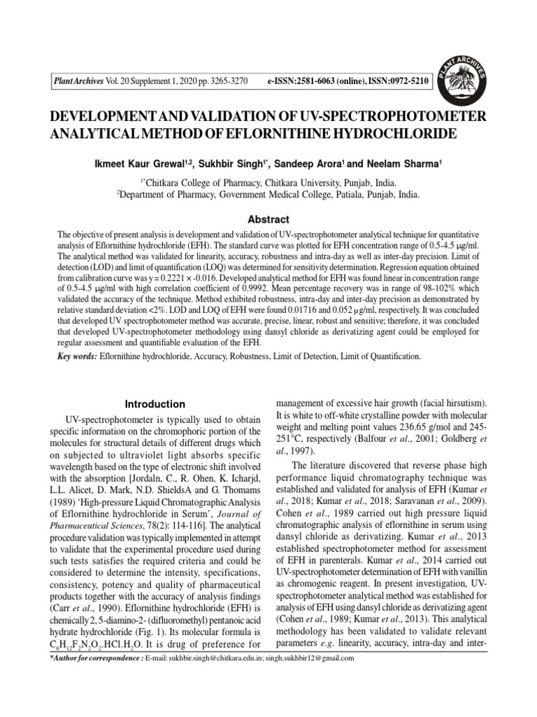 Artikel Spectro Uv Validation 2021 Pdf Detection Limit Ultraviolet Visible Spectroscopy