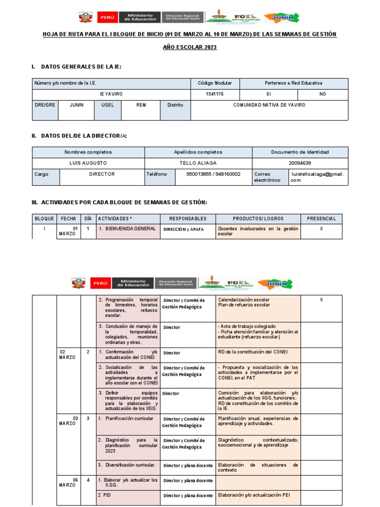 HOJA DE RUTA DE SEMANA DE GESTIÓN 2023 | PDF | Cognición | Aprendizaje
