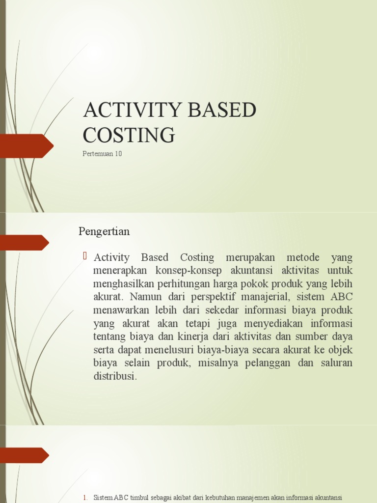 Pertemuan 10 Activity Based Costing | PDF | Komputer | Teknologi & Rekayasa