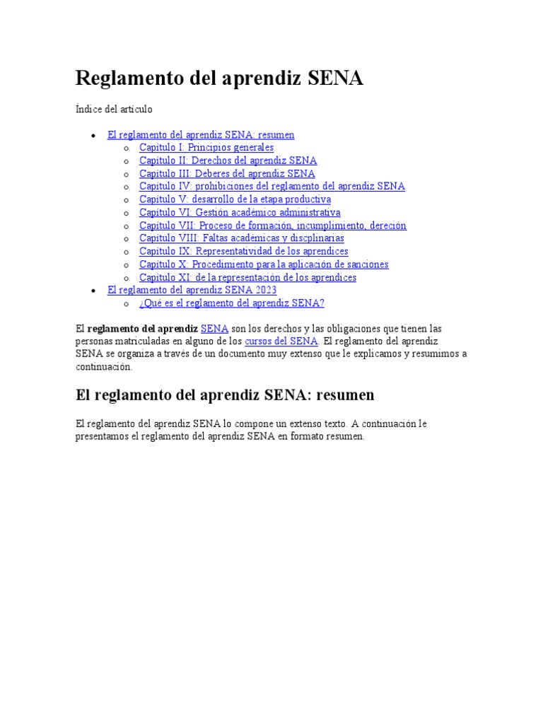Reglamento Del Aprendiz SENA | PDF