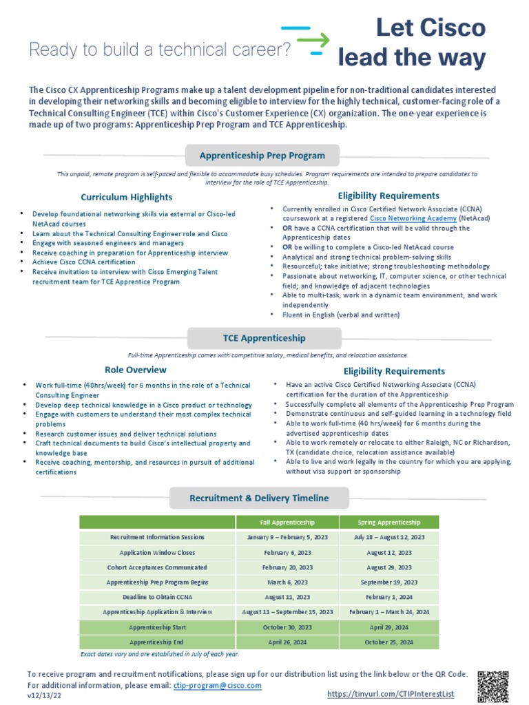 Cisco CX Apprenticeship Programs Guide | PDF | Cisco Certifications | Apprenticeship