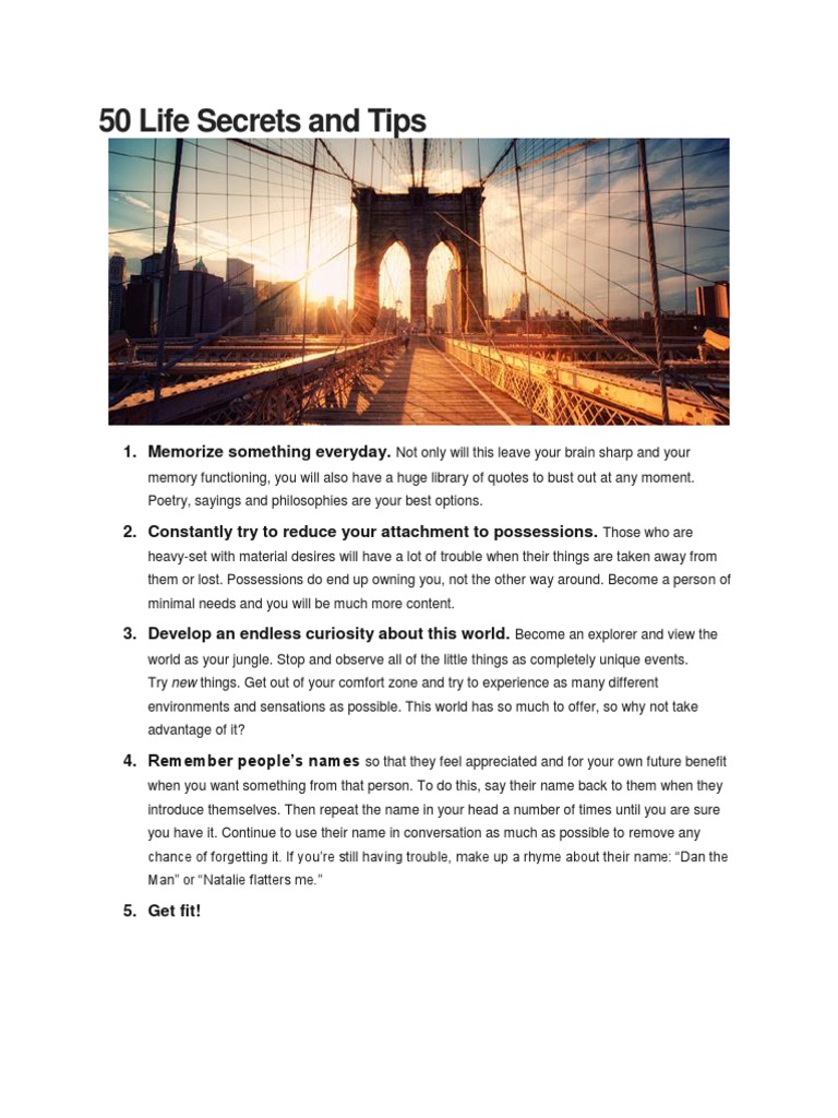 50 Life Secrets and Tips | PDF