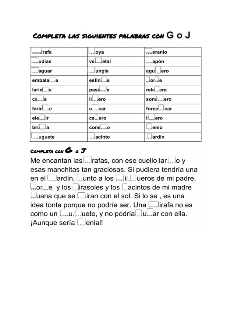 Palabras G y J | PDF
