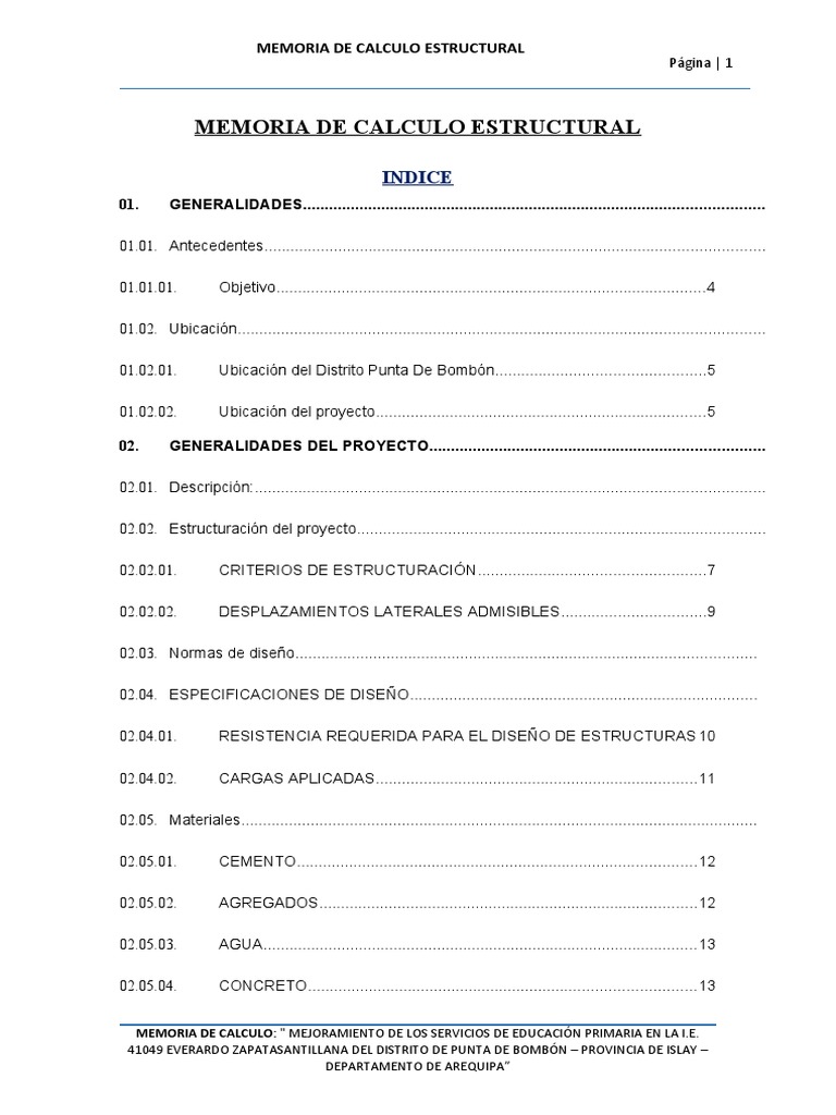 MEMORIA DE CALCULO ESTRUCTURAS Rev01 | PDF