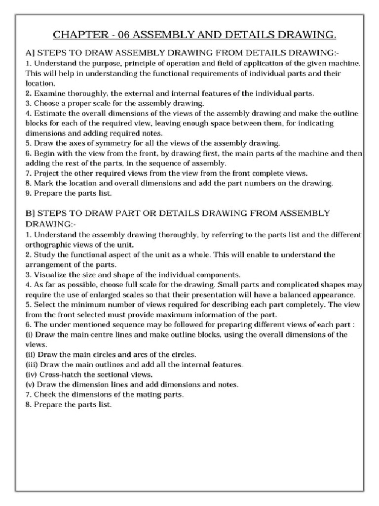 Assembly and Details Machine Drawing PDF | PDF