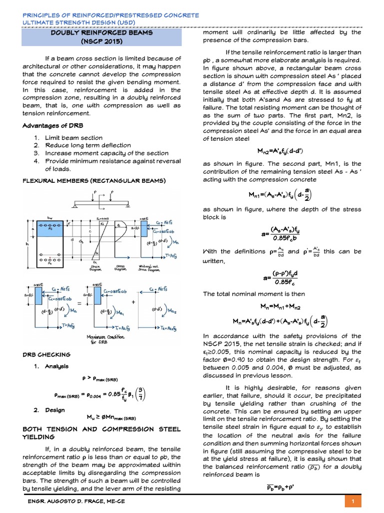 RCD Lecture Note 3 - USD of Doubly Reinforced Beams PDF | PDF