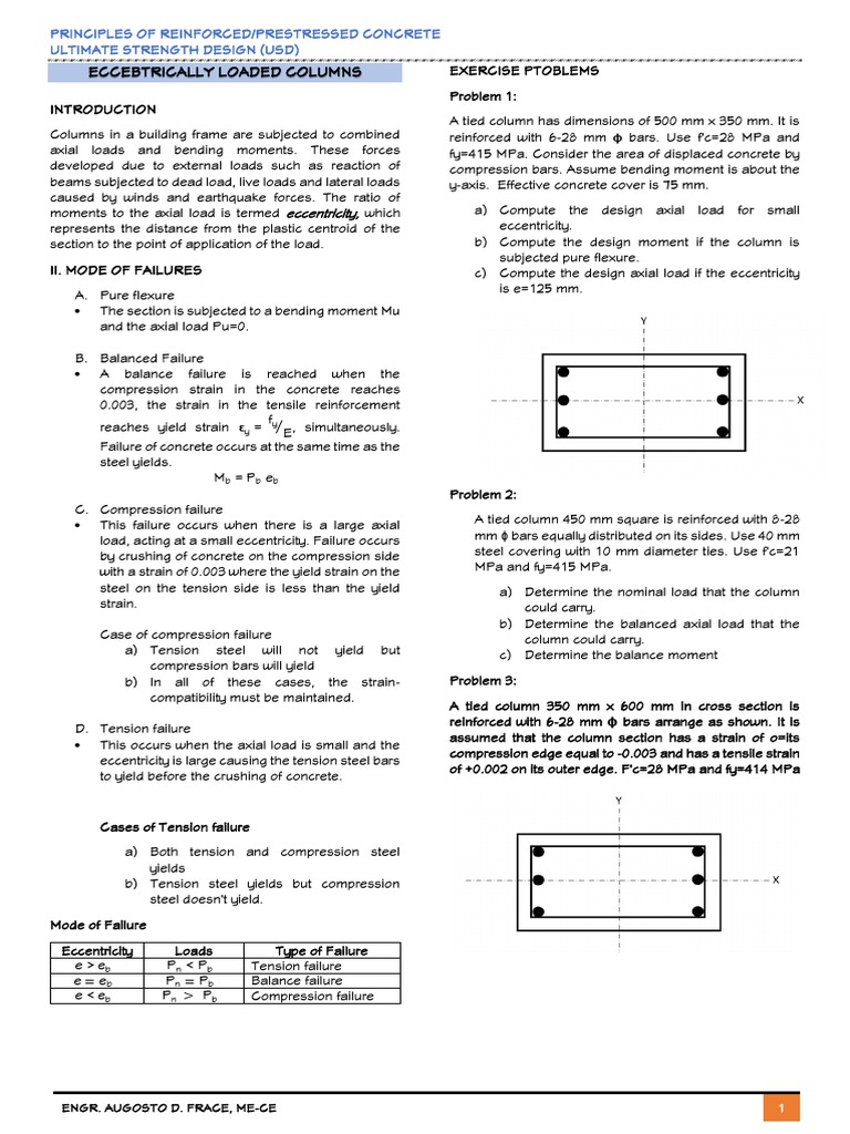 RCD Lecture Note 8 - Eccentrically Loaded Columns PDF | PDF | Bending | Strength Of Materials