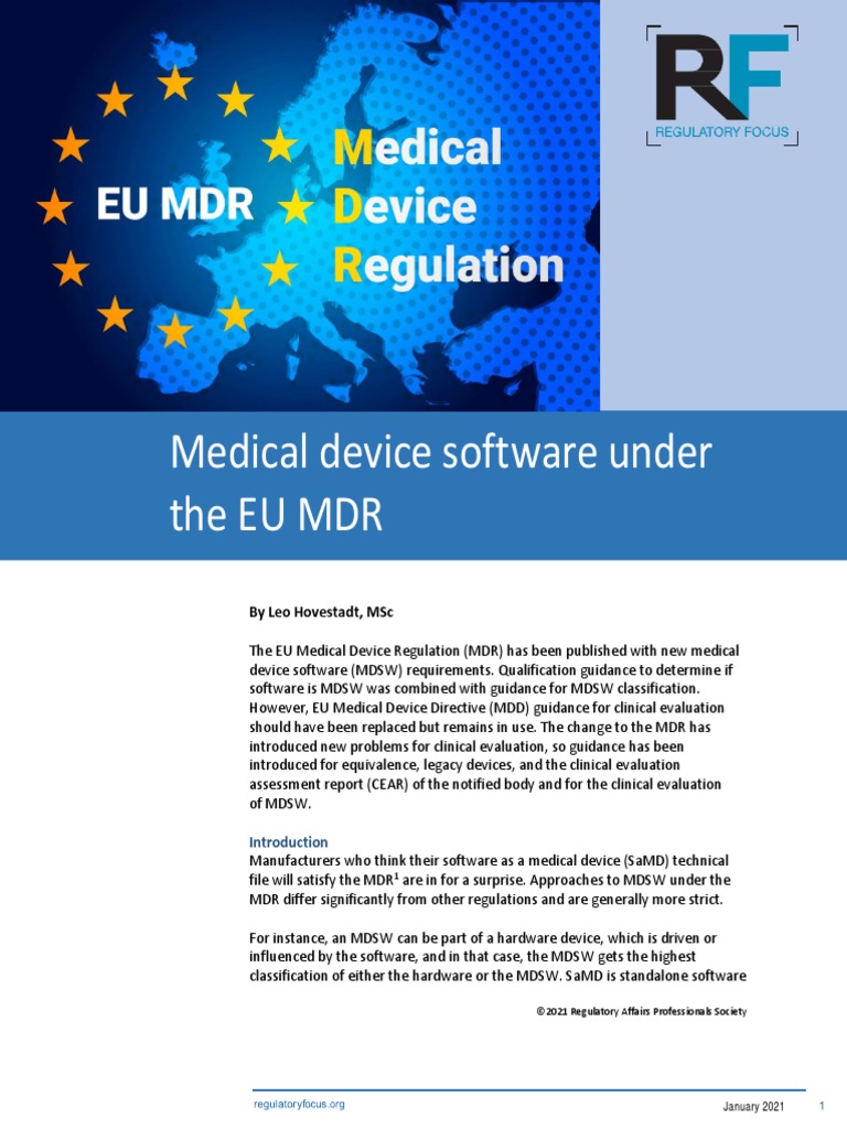 Medical Device Software Under MDR | PDF | Medical Device | Computer ...