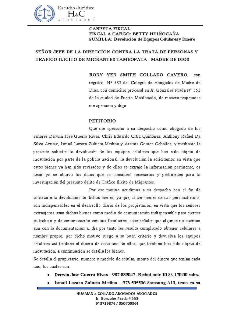 DEVOLUCION DE CELULARES | PDF