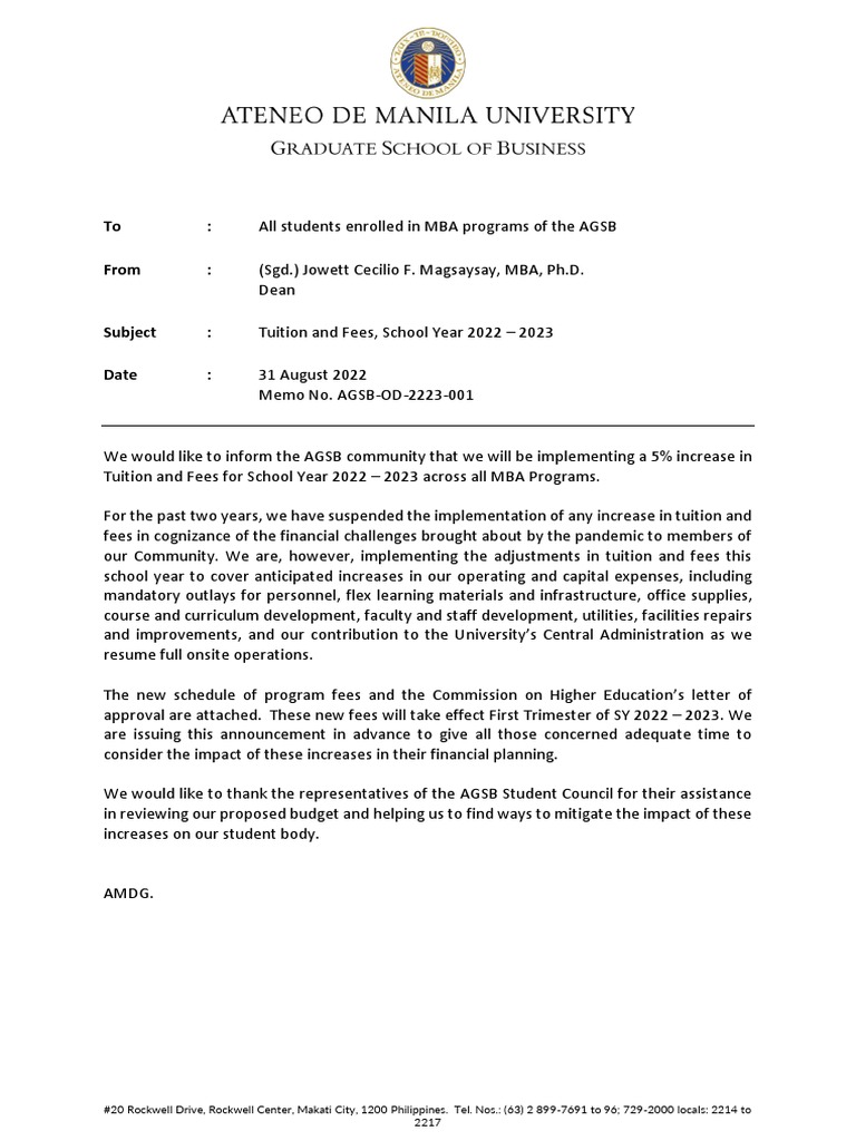 Announcement-of-Tuition-Fee-Increase-SY-2022-2023_Merged | PDF