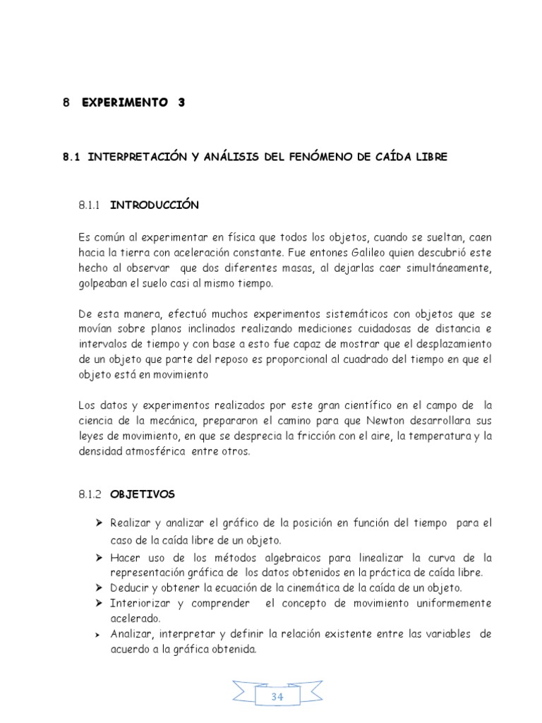 10 - Experimento 3 Caida Libre PDF | Descargar gratis PDF | Cinemática | Ciencias fisicas