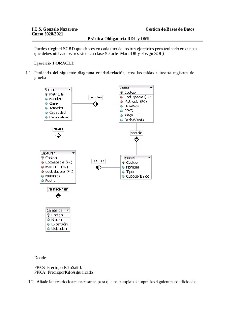 Práctica DDL y DML para Estudiantes | PDF | SQL | Ciencias de la ...