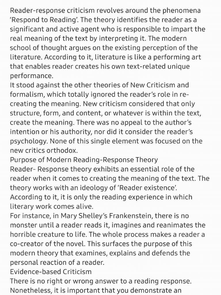 Reader Response Criticism | PDF