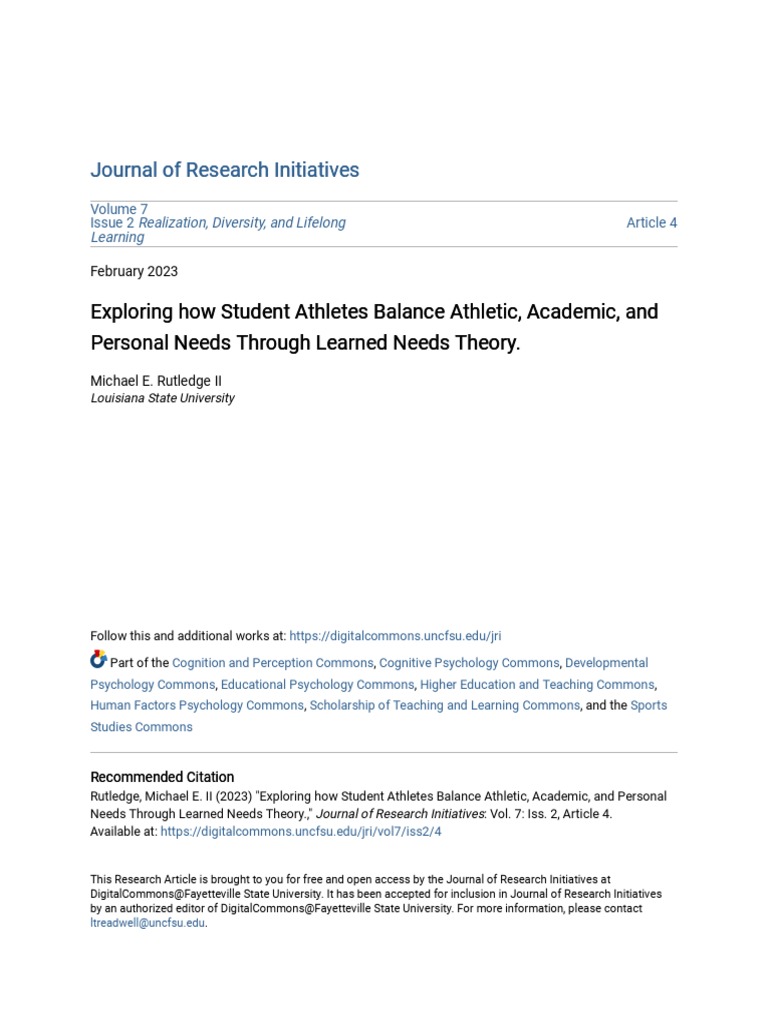 Exploring How Student Athletes Balance Athletic Academic and Personal ...