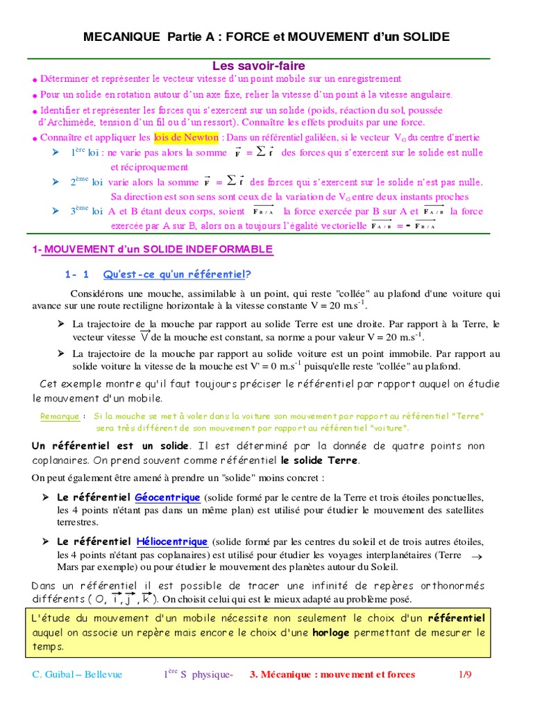 Mécanique : Forces et Mouvement Solide | PDF | Obliger | Rotation